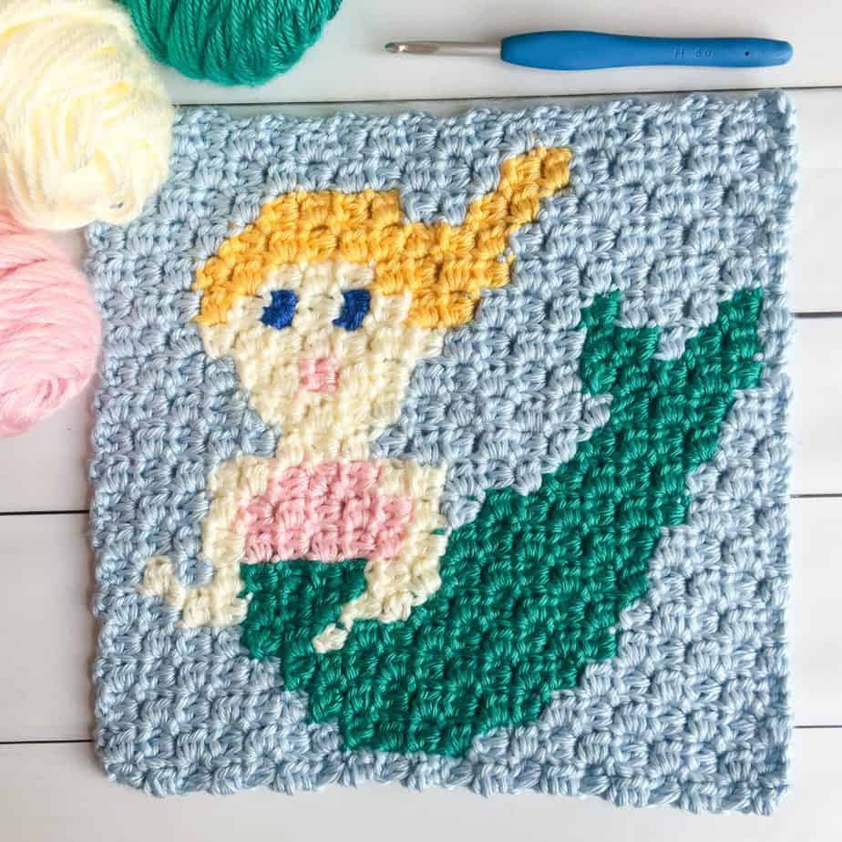 Mermaid Pattern free crochet c2c graph - Nana's Crafty Home