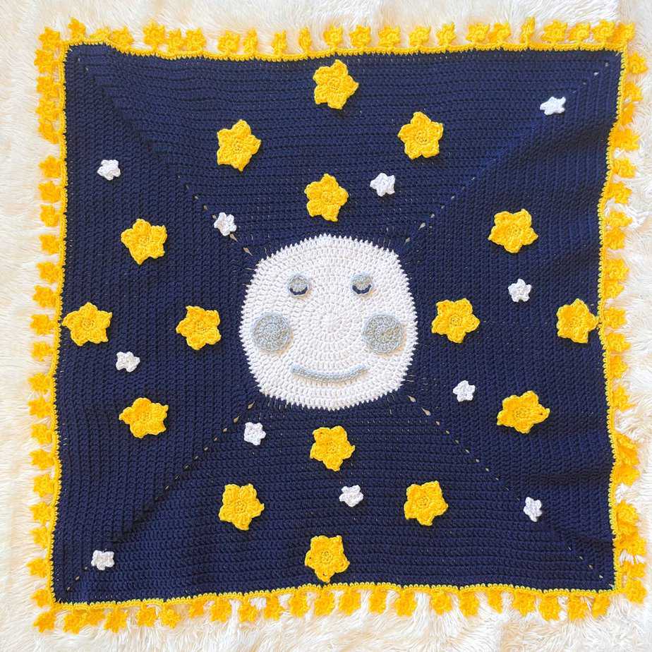 Crochet Moon Blanket with Stars Baby Blanket free pattern!