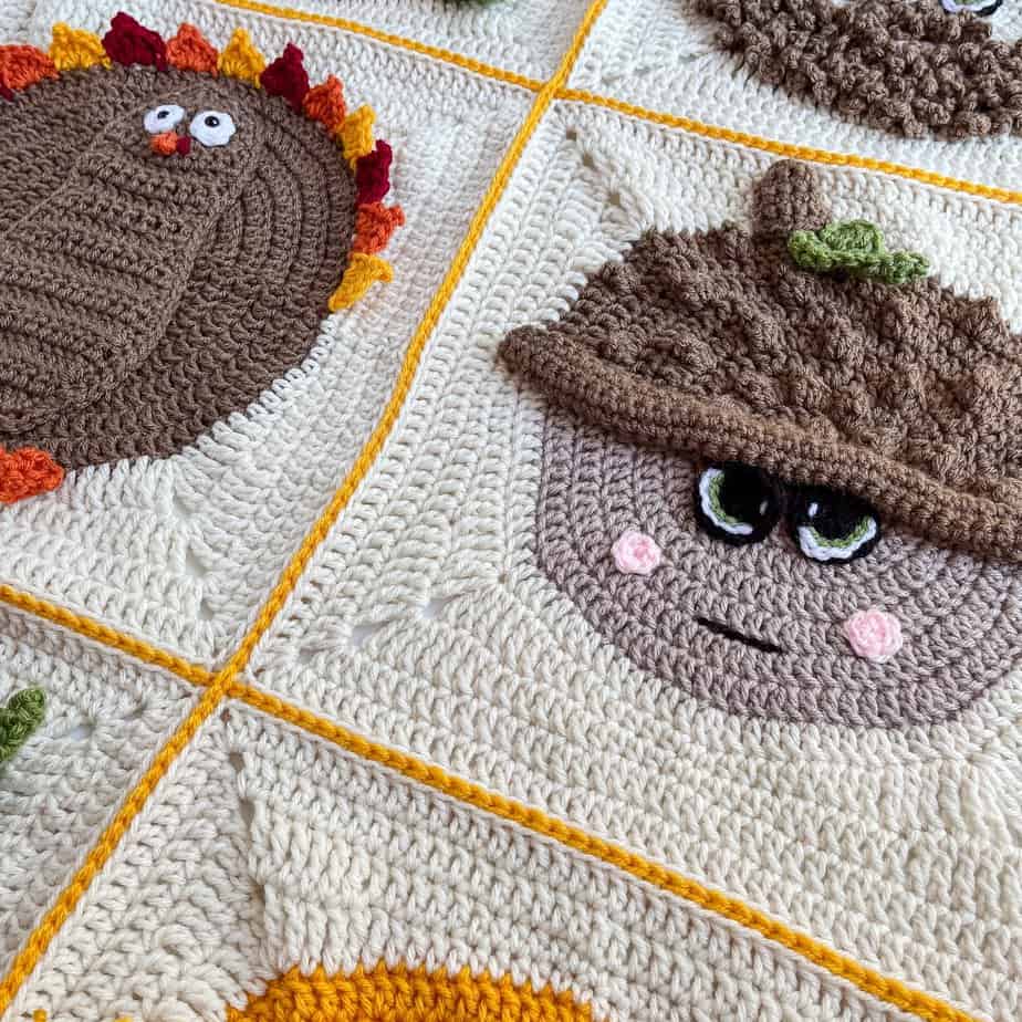 Fall Granny Square Blanket 9 Square Crochet Throw Pattern