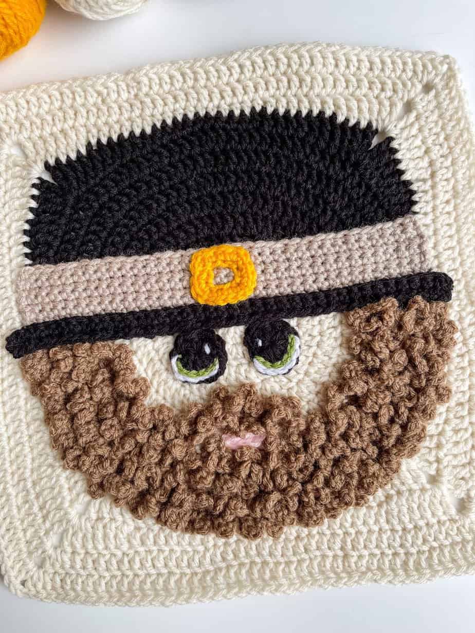 Crochet Pilgrim Man Thanksgiving Square free pattern