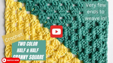 Two Color Granny Square | Half and Half Granny free pattern