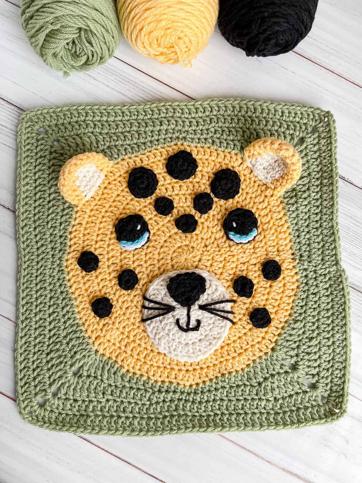 Crochet Leopard Square | Wildlife Animal CAL Part 10