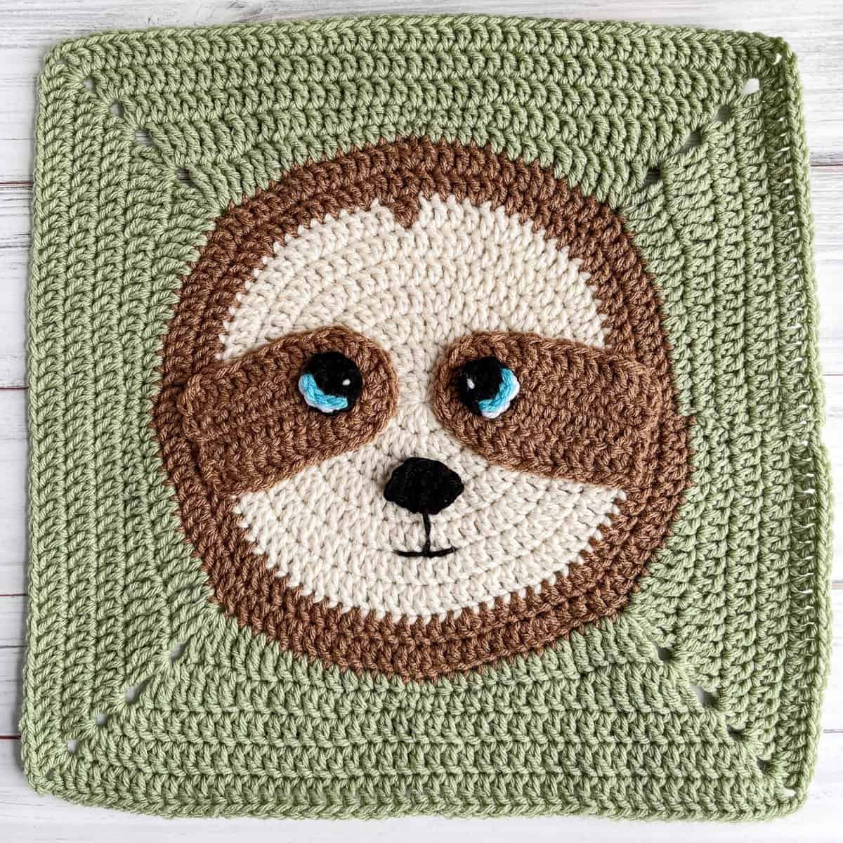 Crochet Sloth Square | Wildlife Animal Blanket CAL Part 12