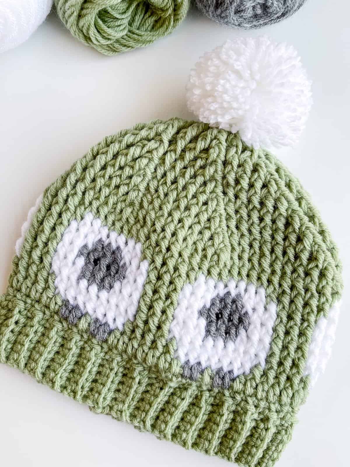 Lamb Crochet Hat | Color Work Hat in 3 sizes!